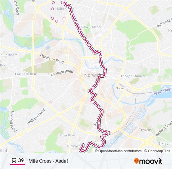 39 Route: Schedules, Stops & Maps - Mile Cross (Updated)