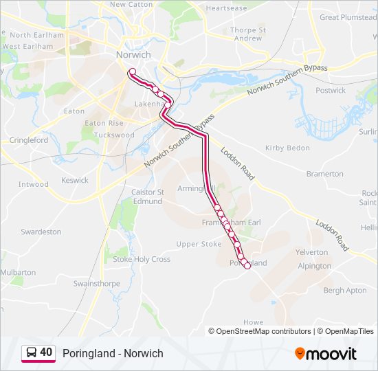 40 Route: Schedules, Stops & Maps - Poringland (Updated)