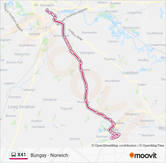 X41 Route: Schedules, Stops & Maps - Bungay (Updated)