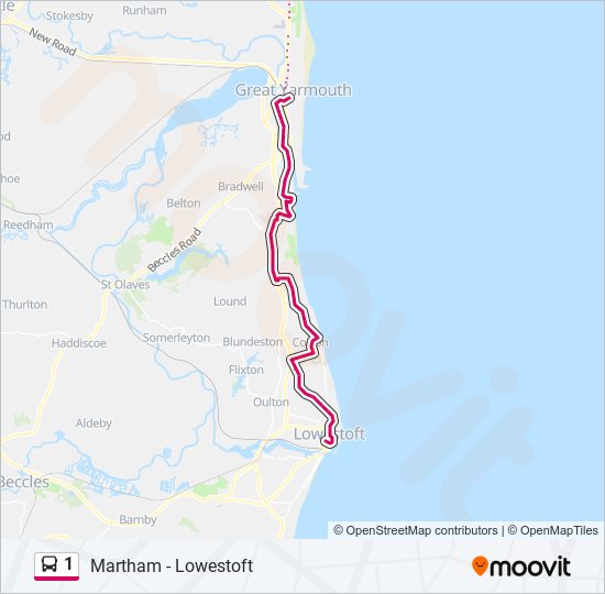 1 Route: Schedules, Stops & Maps - Lowestoft (Updated)