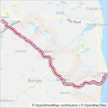 X2 Route: Schedules, Stops & Maps - Lowestoft (Updated)