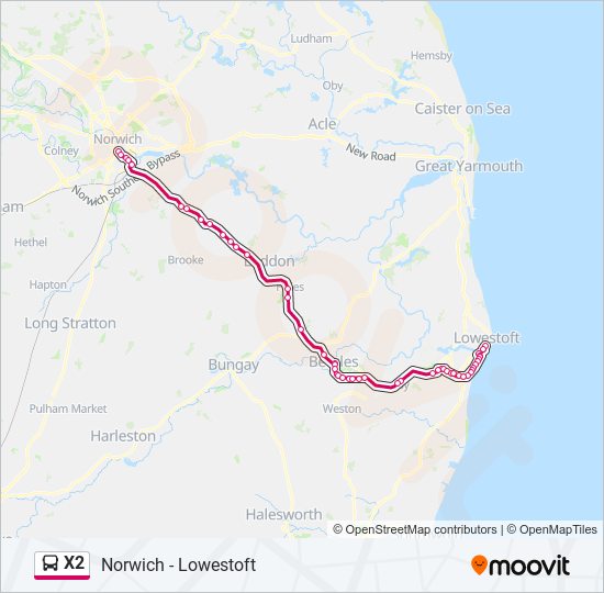 x2 Route: Schedules, Stops & Maps - Lowestoft (Updated)