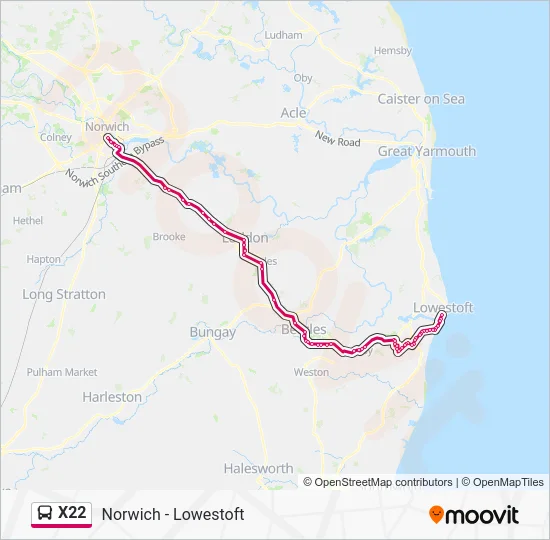 X22 Route: Schedules, Stops & Maps - Norwich City Centre (Updated)