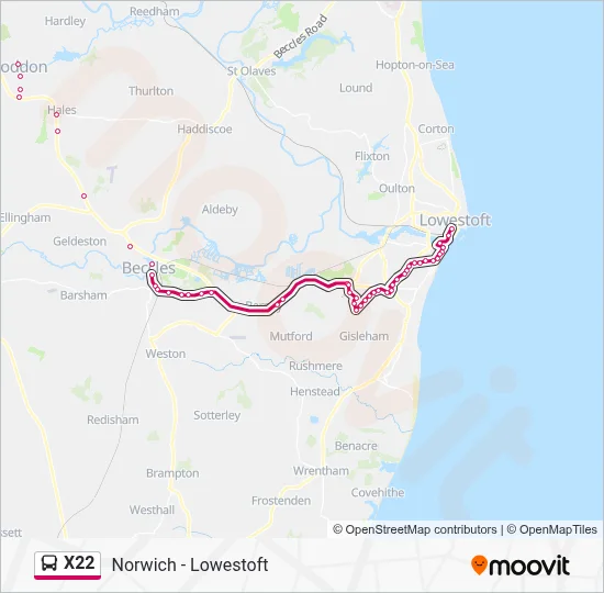 X22 Route: Schedules, Stops & Maps - Lowestoft (Updated)
