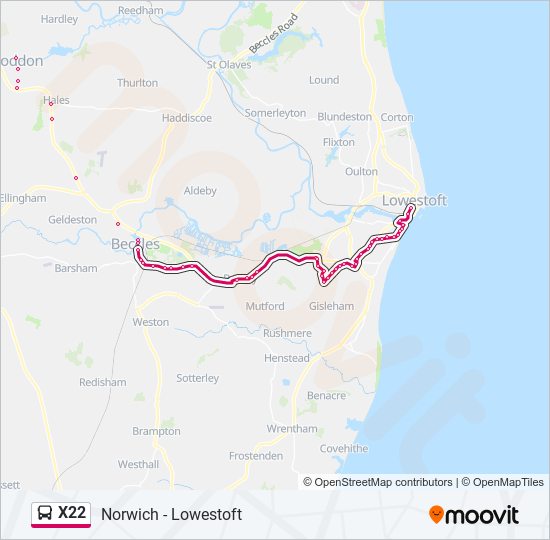 x22 Route: Schedules, Stops & Maps - Lowestoft (Updated)