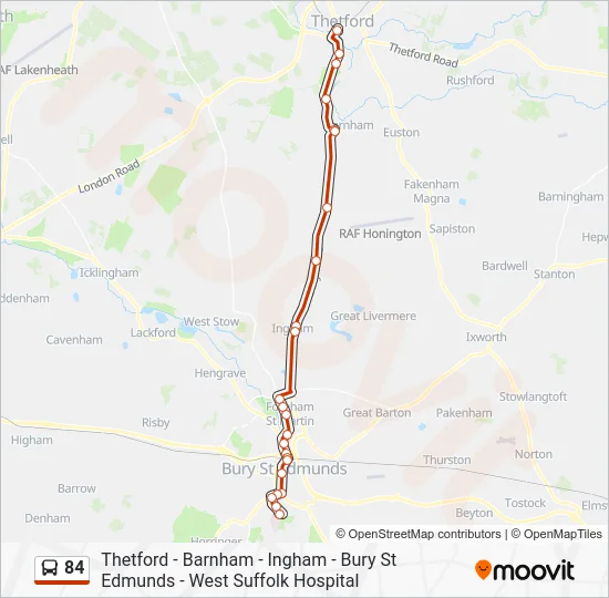 84 Route: Schedules, Stops & Maps - Bury St Edmunds (Updated)