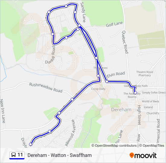 11 Route: Schedules, Stops & Maps - Dereham (Updated)