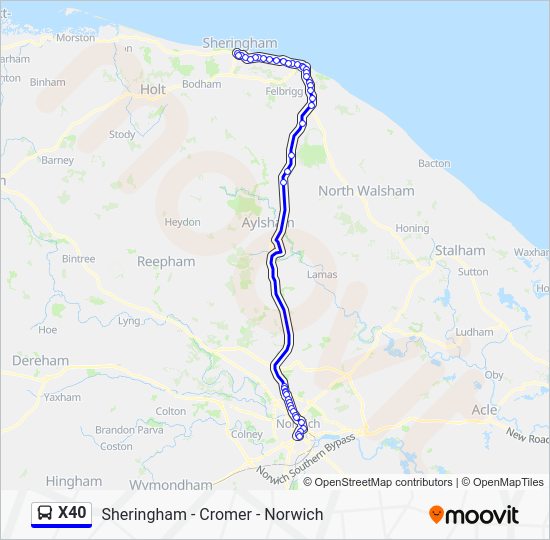 X40 Route: Schedules, Stops & Maps - Sheringham (Updated)
