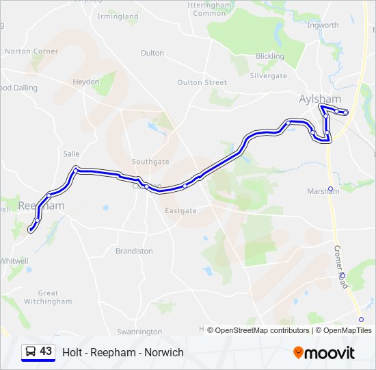 43 Route: Schedules, Stops & Maps - Reepham (Updated)