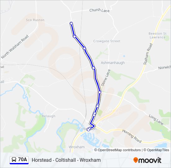 70a Route: Schedules, Stops & Maps - Wroxham (Updated)