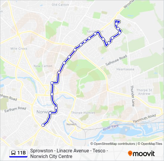 11B Route: Schedules, Stops & Maps - Sprowston (Updated)
