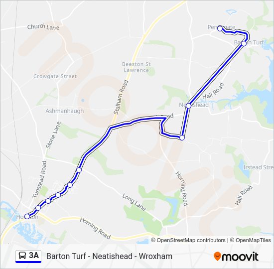 3A Route: Schedules, Stops & Maps - Barton Turf (Updated)