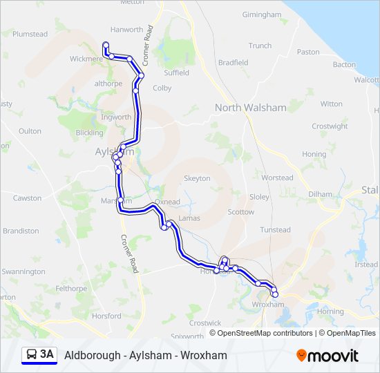 3a Route: Schedules, Stops & Maps - Wroxham (Updated)