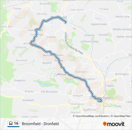 16 Route: Schedules, Stops & Maps - Dronfield (Updated)
