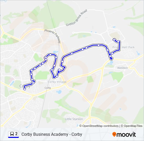 2 Route: Schedules, Stops & Maps - Corby (Updated)