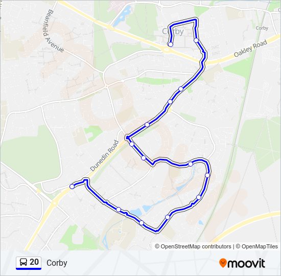 20 Route: Schedules, Stops & Maps - Corby (Updated)