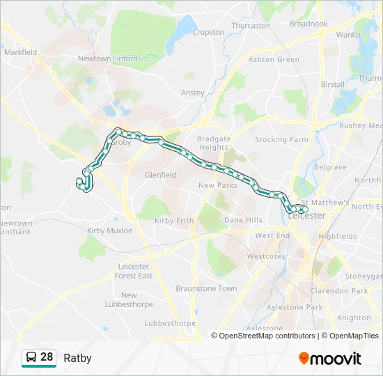 28 Route: Schedules, Stops & Maps - Ratby (Updated)
