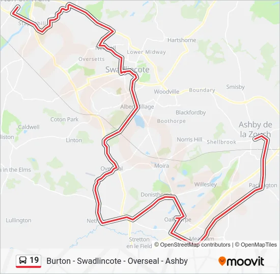 19 Route: Schedules, Stops & Maps - Ashby-De-La-Zouch (Updated)