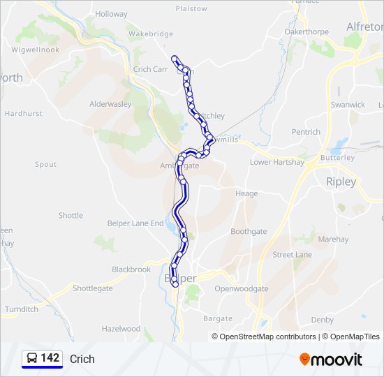 142 Route: Schedules, Stops & Maps - Crich (Updated)