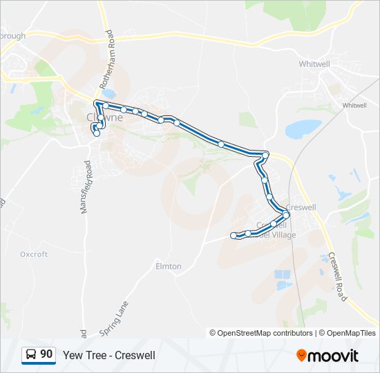 90 Route: Schedules, Stops & Maps - Clowne (Updated)