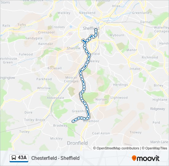 43A Route: Schedules, Stops & Maps - Sheffield Centre (Updated)