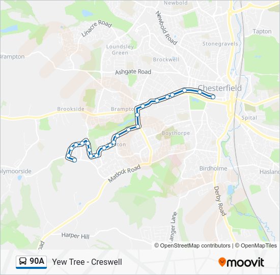 90A Route: Schedules, Stops & Maps - Chesterfield (Updated)