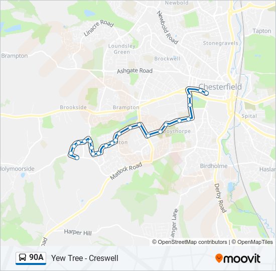 90a Route: Schedules, Stops & Maps - Chesterfield (Updated)
