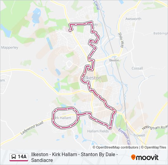 14a Route: Schedules, Stops & Maps - Kirk Hallam (Updated)