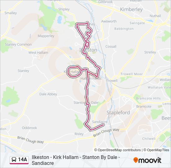 14A Route: Schedules, Stops & Maps - Sandiacre (Updated)