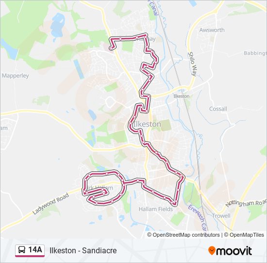 14a Route: Schedules, Stops & Maps - Kirk Hallam (Updated)