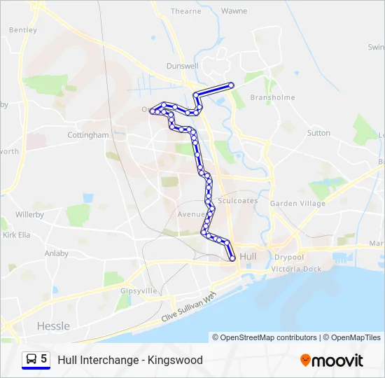 5 Route: Schedules, Stops & Maps - Hull (Updated)