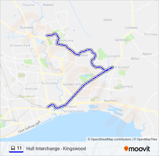 11 Route: Schedules, Stops & Maps - Hull (Updated)