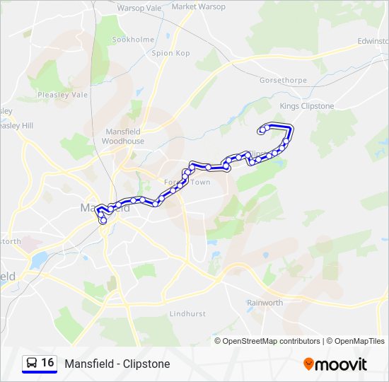 16 Route: Schedules, Stops & Maps - Clipstone (Updated)
