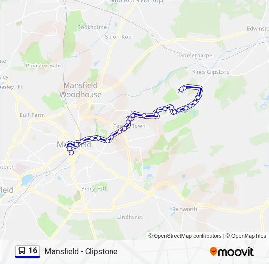16 Route: Schedules, Stops & Maps - Clipstone (Updated)