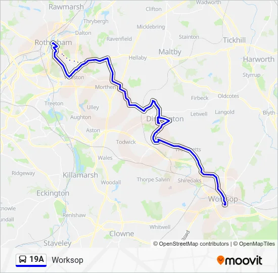 19A Route: Schedules, Stops & Maps - Worksop (Updated)
