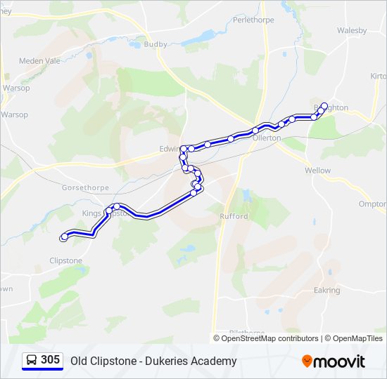 305 Route: Schedules, Stops & Maps - Clipstone (Updated)