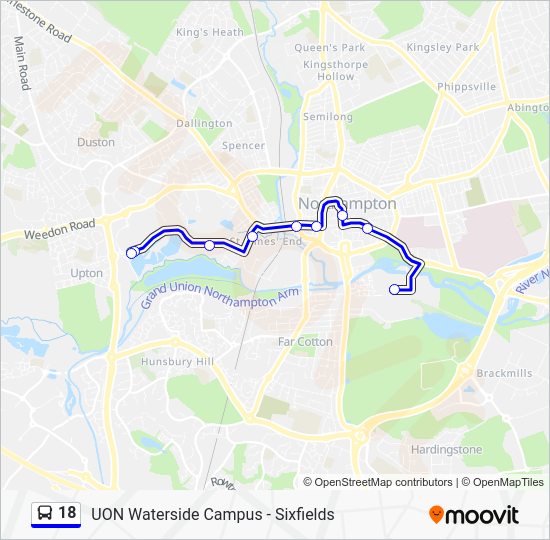 18 Route: Schedules, Stops & Maps - Sixfields (Updated)