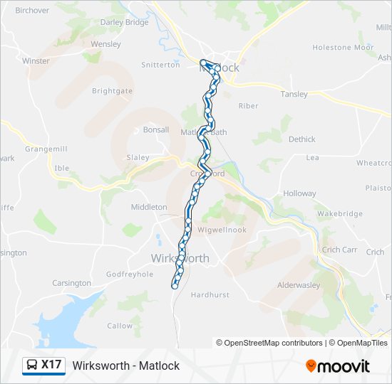 X17 Route: Schedules, Stops & Maps - Matlock (Updated)