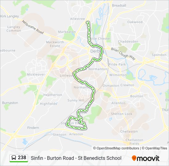 238 Route: Schedules, Stops & Maps - Darley Abbey (Updated)