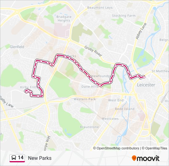 14 Route: Schedules, Stops & Maps - New Parks (Updated)