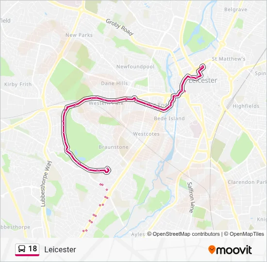 18 Route: Schedules, Stops & Maps - Leicester (Updated)