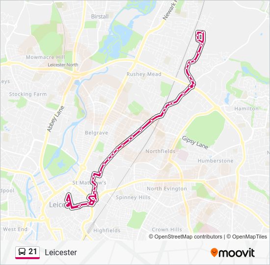 21 Route: Schedules, Stops & Maps - Leicester (Updated)