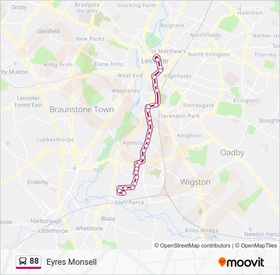 88 Route: Schedules, Stops & Maps - Eyres Monsell (Updated)