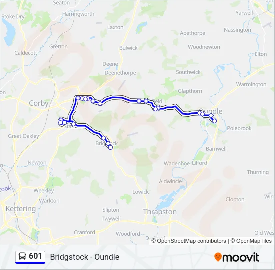 601 Route: Schedules, Stops & Maps - Brigstock (Updated)