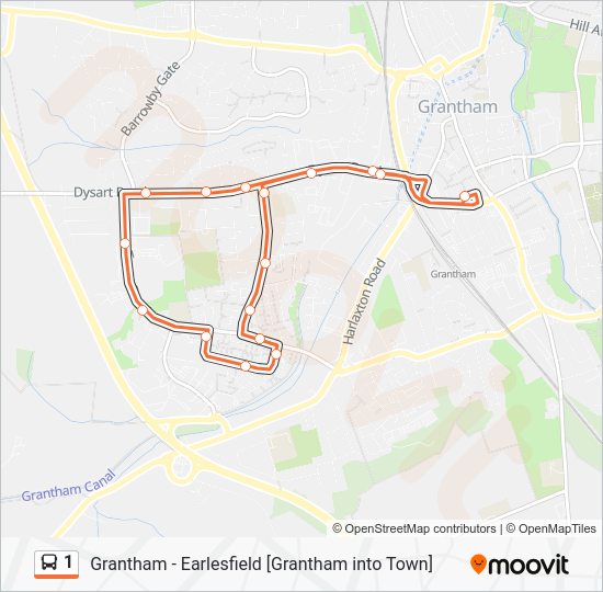 1 Route: Schedules, Stops & Maps - Grantham (Updated)