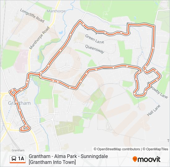 1A Route: Schedules, Stops & Maps - Grantham (Updated)