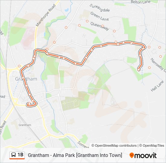 1B Route: Schedules, Stops & Maps - Grantham (Updated)