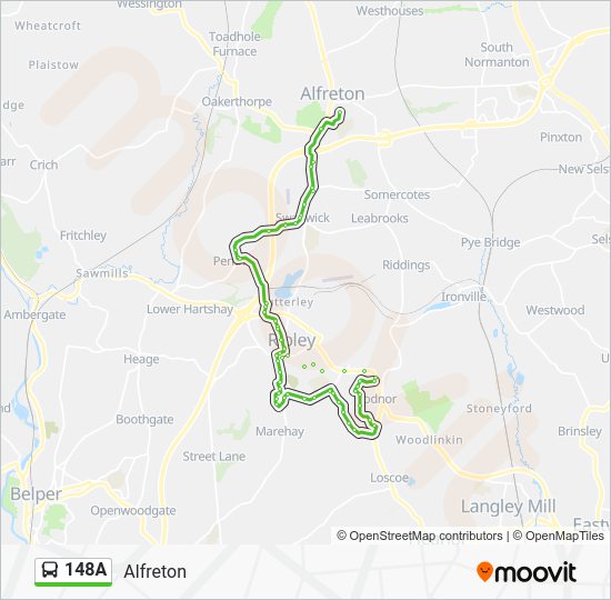 148A Route: Schedules, Stops & Maps - Alfreton (Updated)