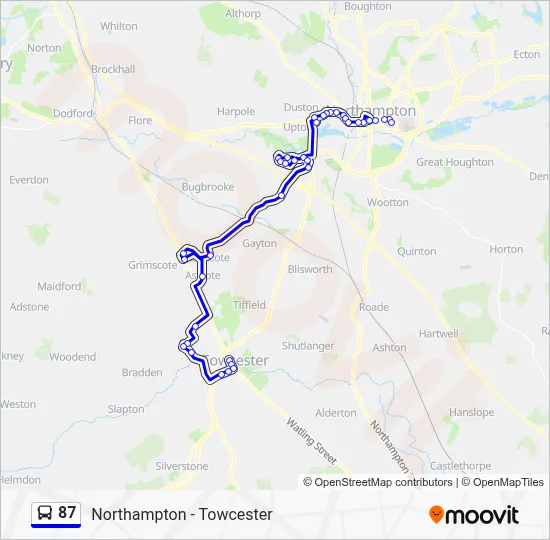 87 Route: Schedules, Stops & Maps - Towcester (Updated)