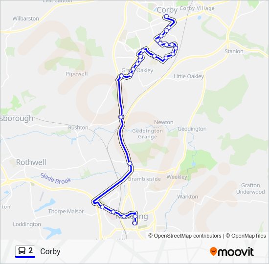 2 Route: Schedules, Stops & Maps - Corby (Updated)